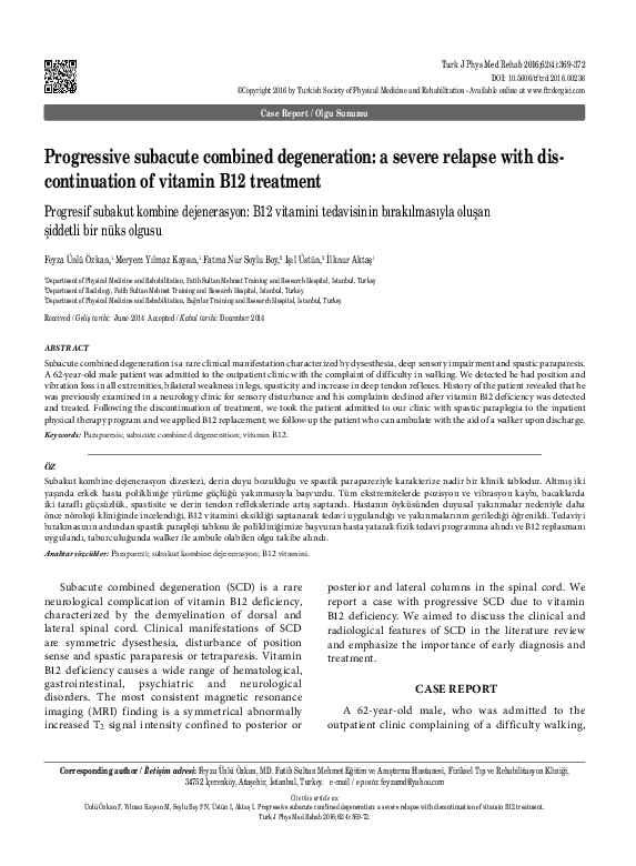 (PDF) Progressive Subacute Combined Degeneration: A Severe Relapse With ...