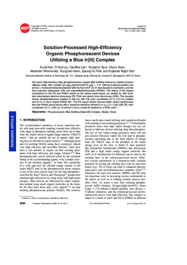 (PDF) Solution-Processed High-Efficiency Organic Phosphorescent Devices ...