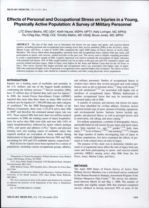 (PDF) Effects of personal and occupational stress on injuries in a ...