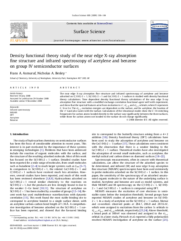 (PDF) Density functional theory study of the near edge X-ray absorption ...