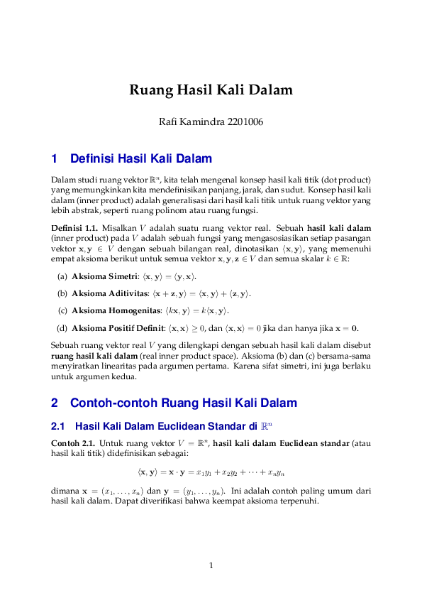 (PDF) ALJABAR LINEAR - RUANG HASIL KALI DALAM