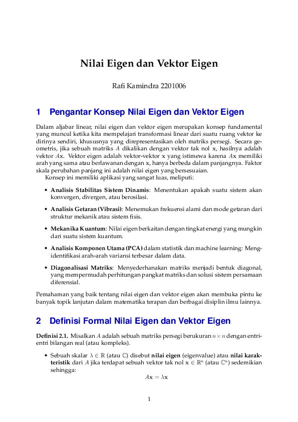 (PDF) ALJABAR LINEAR - NILAI DAN VEKTOR EIGEN