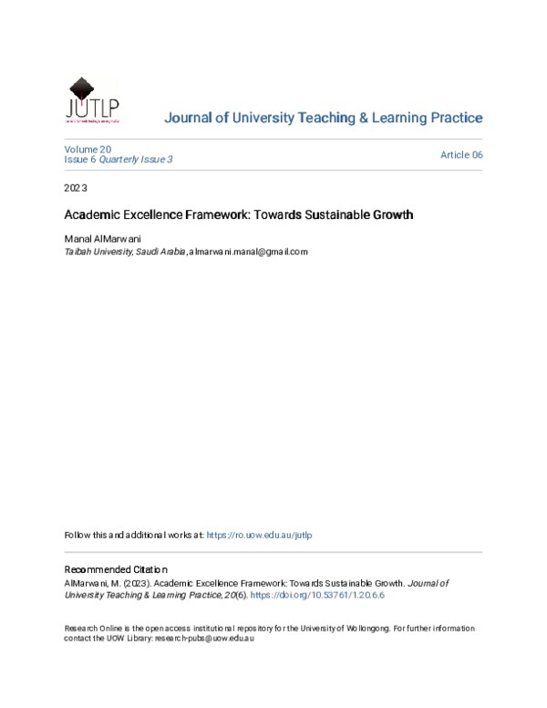 (PDF) Academic Excellence Framework: Towards Sustainable Growth