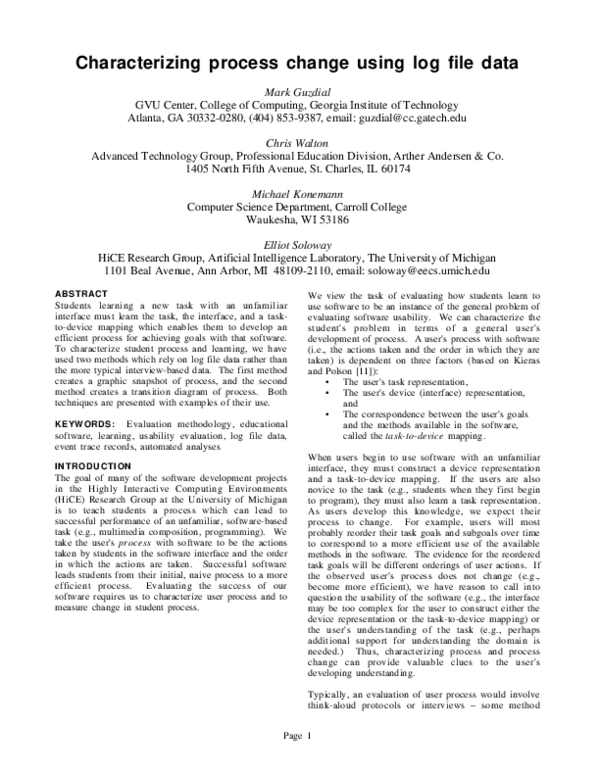 (PDF) Characterizing Process Change Using Log File Data