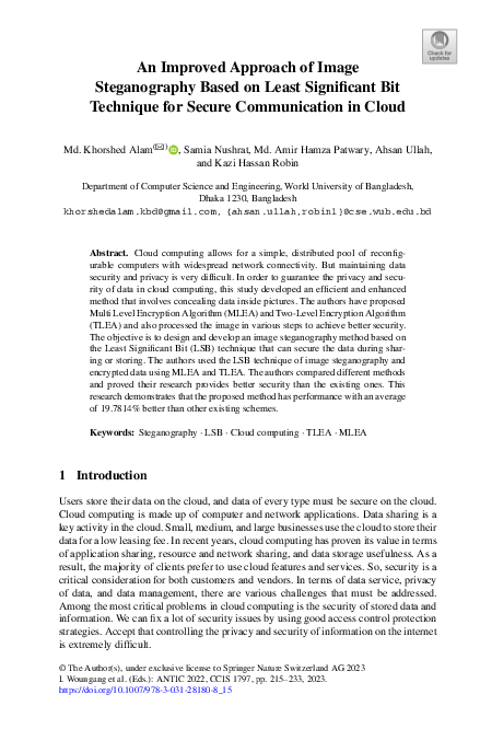 (PDF) An Improved Approach of Image Steganography Based on Least Significant Bit Technique for ...