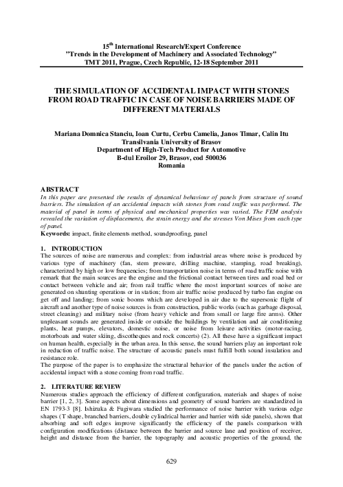 (PDF) The Simulation of Accidental Impact with Stones from Road Traffic ...