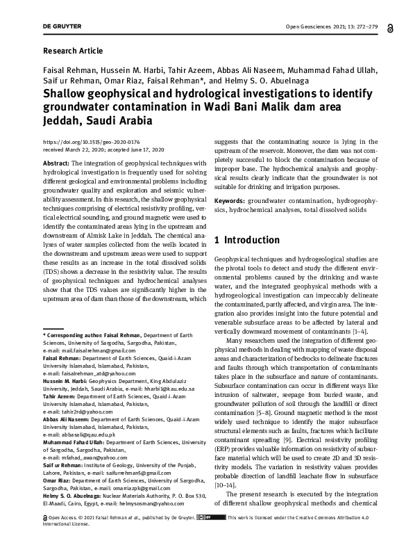 (PDF) Shallow geophysical and hydrological investigations to identify ...