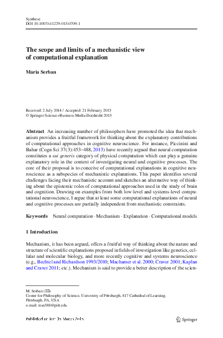 (PDF) The scope and limits of a mechanistic view of computational ...