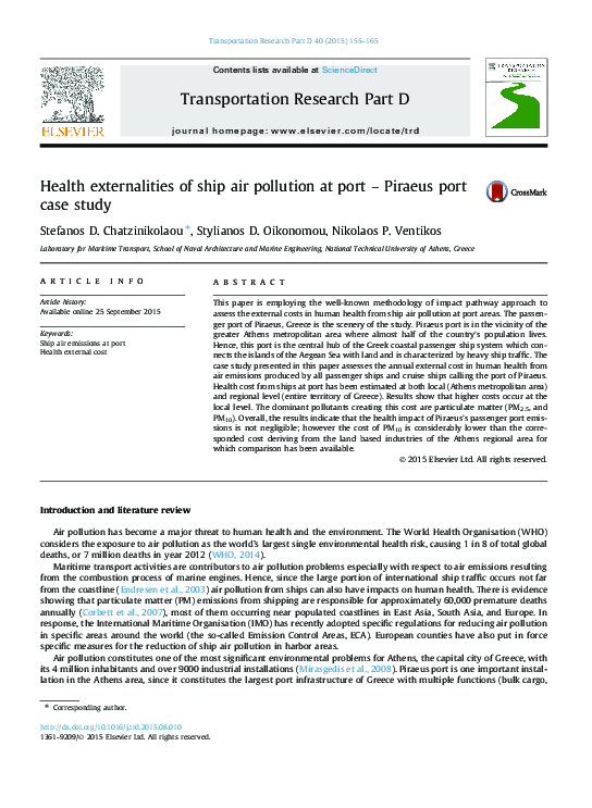 (PDF) Health externalities of ship air pollution at port – Piraeus port ...
