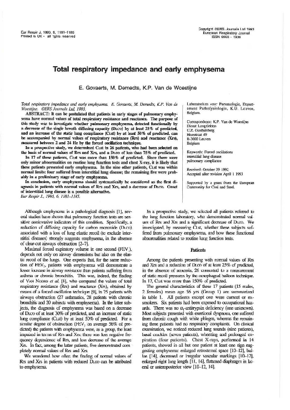 (PDF) Total respiratory impedance and early emphysema