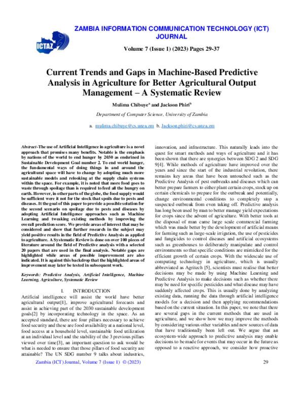 (PDF) Current Trends in Machine-Based Predictive Analysis in Agriculture for Better Crop ...