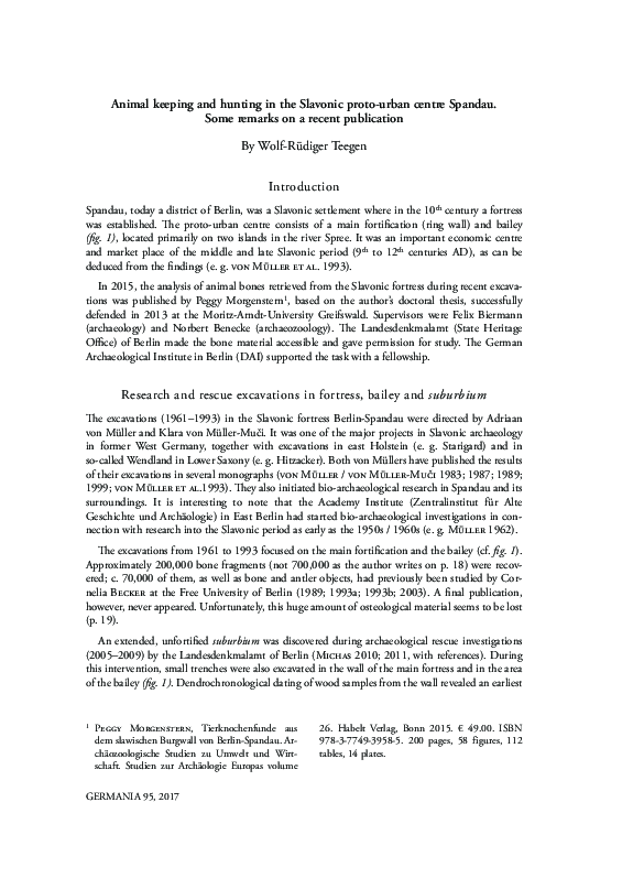 (PDF) Animal keeping and hunting in the Slavonic proto-urban centre ...