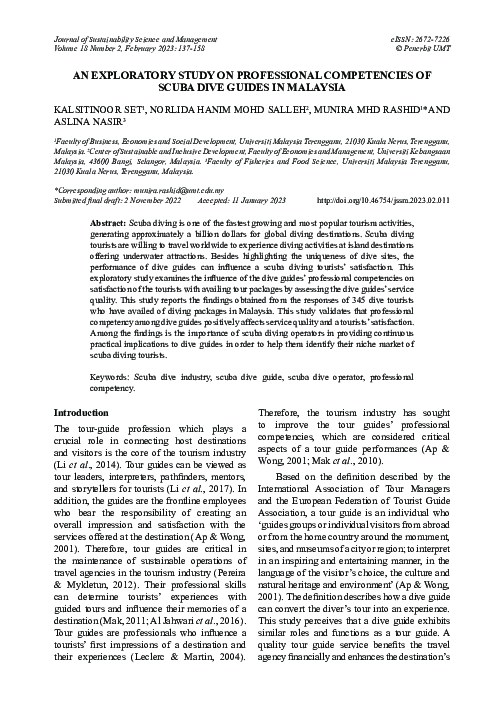 (PDF) An Exploratory Study on Professional Competencies of Scuba Dive ...