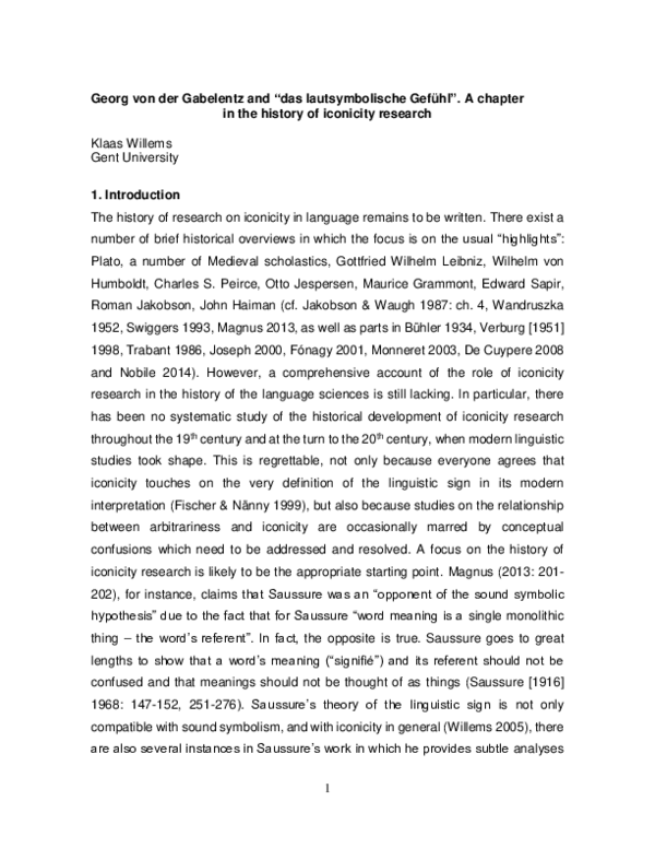 (PDF) Georg von der Gabelentz and 'das lautsymbolische Gefühl': a ...