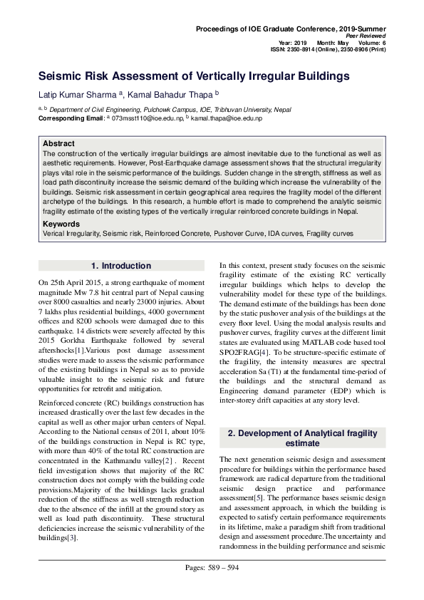 (PDF) Seismic Risk Assessment of Vertically Irregular Buildings