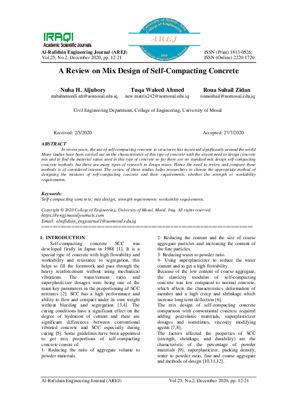(PDF) A Review on Mix Design of Self-Compacting Concrete