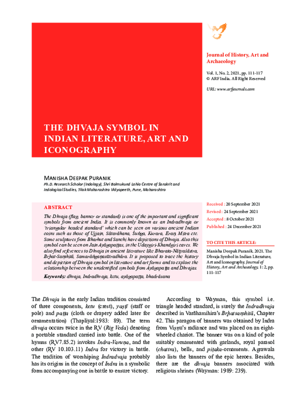 (PDF) THE DHVAJA SYMBOL IN INDIAN LITERATURE, ART AND ICONOGRAPHY