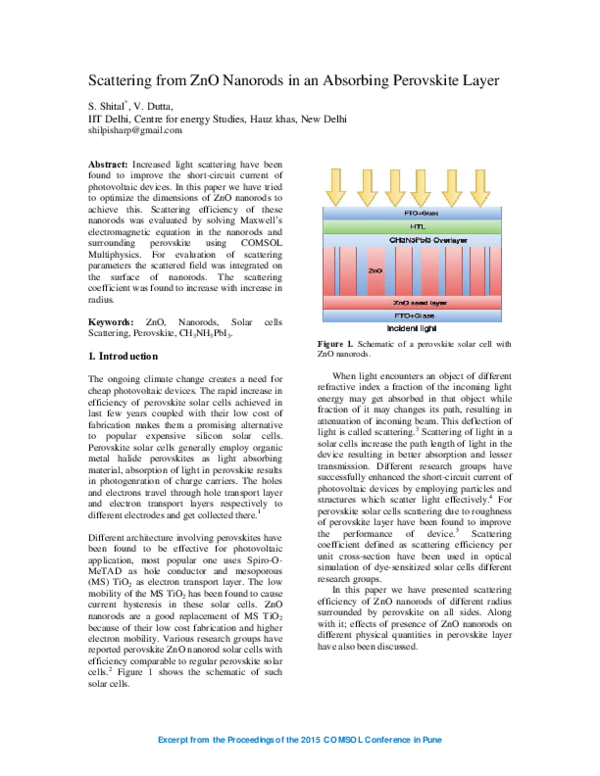 (PDF) Scattering from ZnO Nanorods in an Absorbing Perovskite Layer