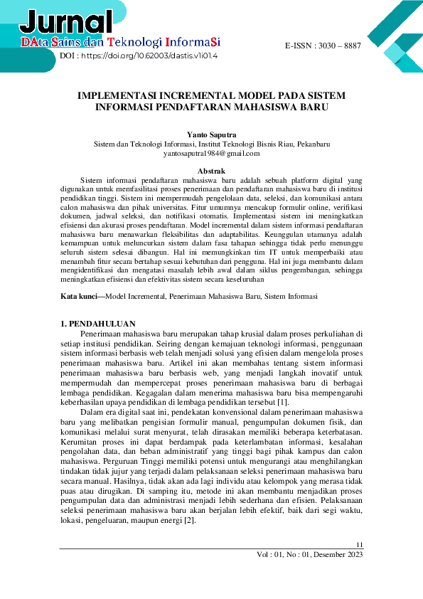 (PDF) Implementasi Incremental Model Pada Sistem Informasi Pendaftaran ...
