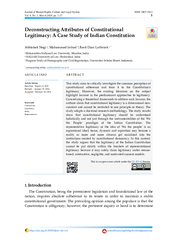 (PDF) Deconstructing Attributes of Constitutional Legitimacy: A Case ...