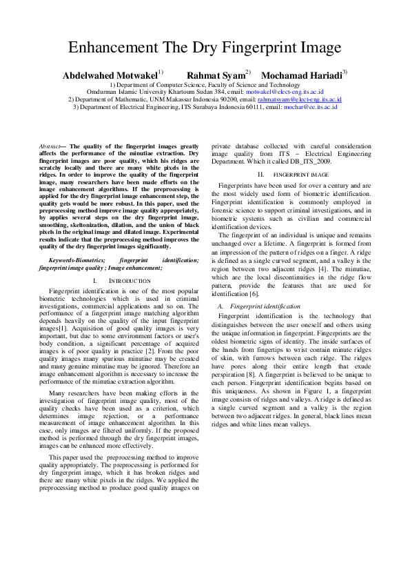 (PDF) Enhancement The Dry Fingerprint Image