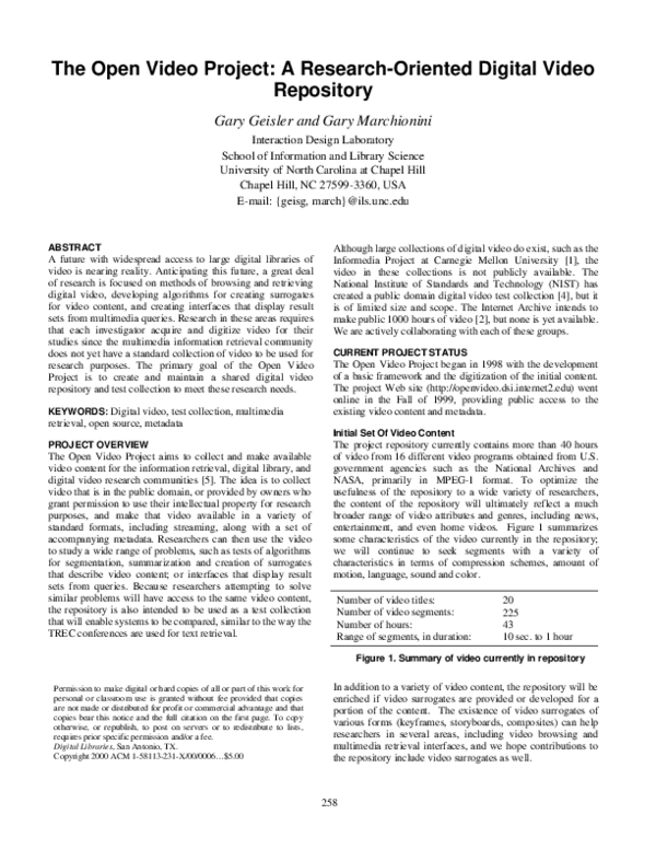 (PDF) The open video project