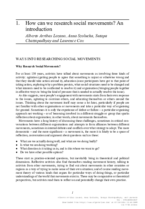 (PDF) How can we research social movements? An introduction