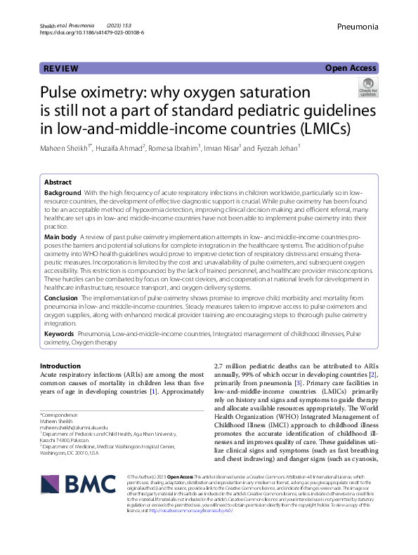 (PDF) Pulse oximetry: why oxygen saturation is still not a part of ...