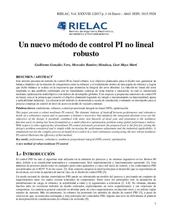 (PDF) Un nuevo método de control PI no lineal robusto