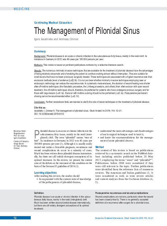 (PDF) The Management of Pilonidal Sinus