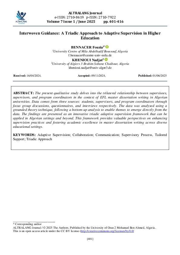 (PDF) Interwoven Guidance: A Triadic Approach to Adaptive Supervision ...