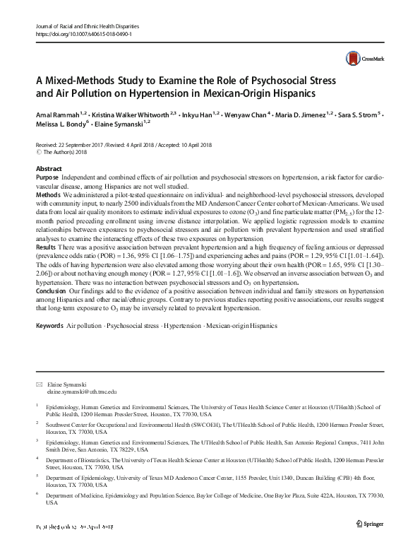 (PDF) A Mixed-Methods Study to Examine the Role of Psychosocial Stress ...