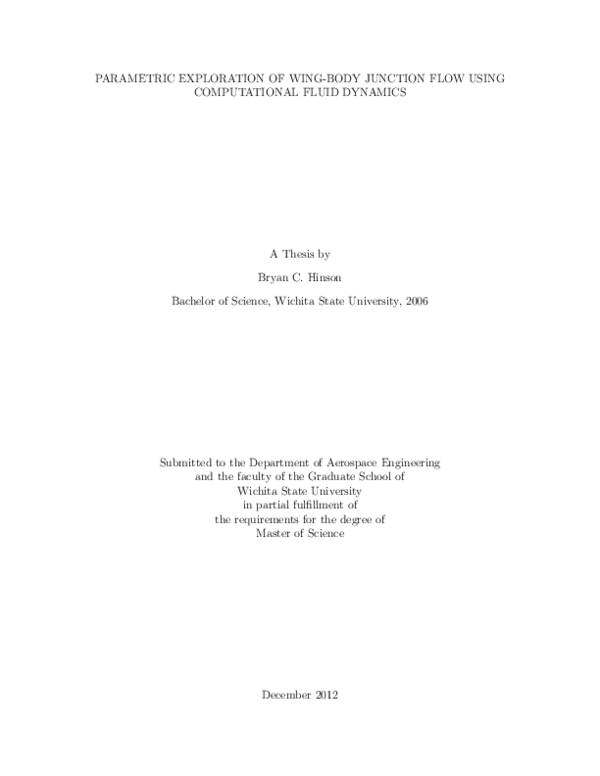 (PDF) Parametric Exploration of Wing–Body Junction Flow Using ...