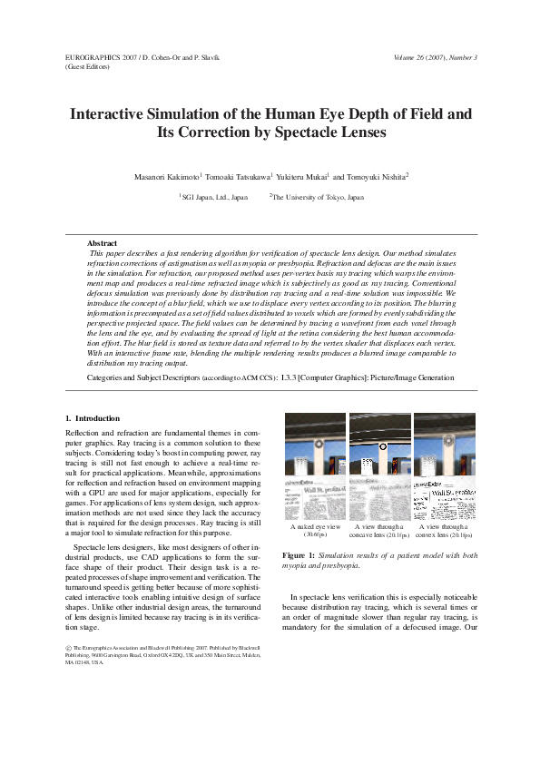 (PDF) Interactive Simulation of the Human Eye Depth of Field and Its ...