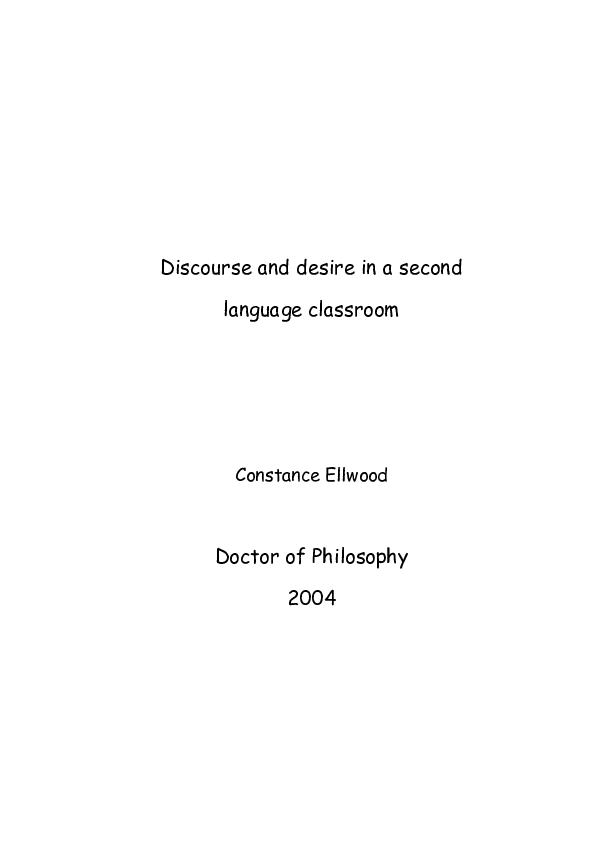 (PDF) Discourse and desire in a second language classroom