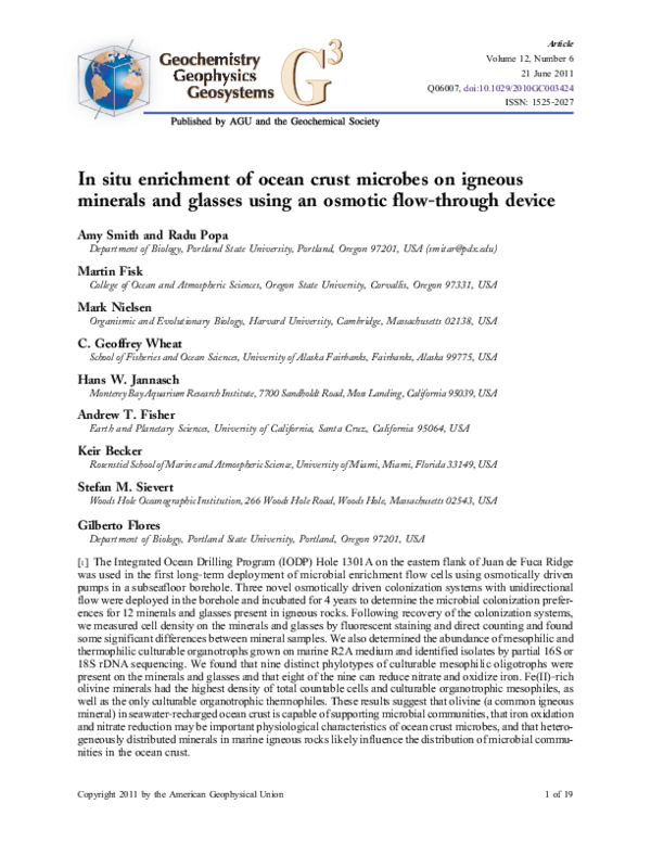 (PDF) In situ enrichment of ocean crust microbes on igneous minerals ...