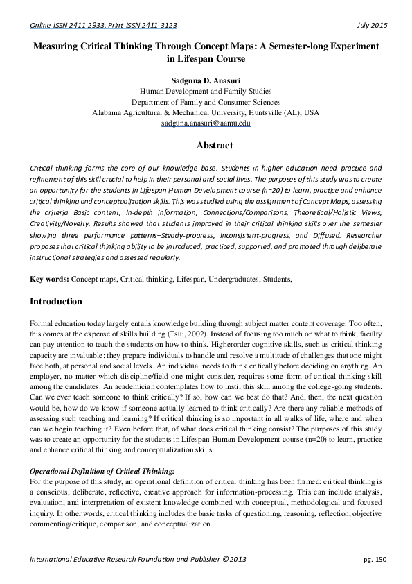 (PDF) Measuring Critical Thinking Through Concept Maps