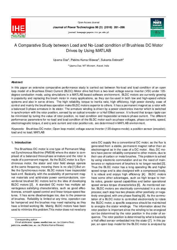 (PDF) A Comparative Study between Load and No-Load condition of ...
