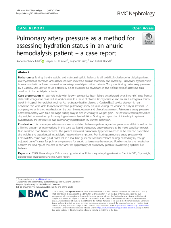 (PDF) Pulmonary artery pressure as a method for assessing hydration ...