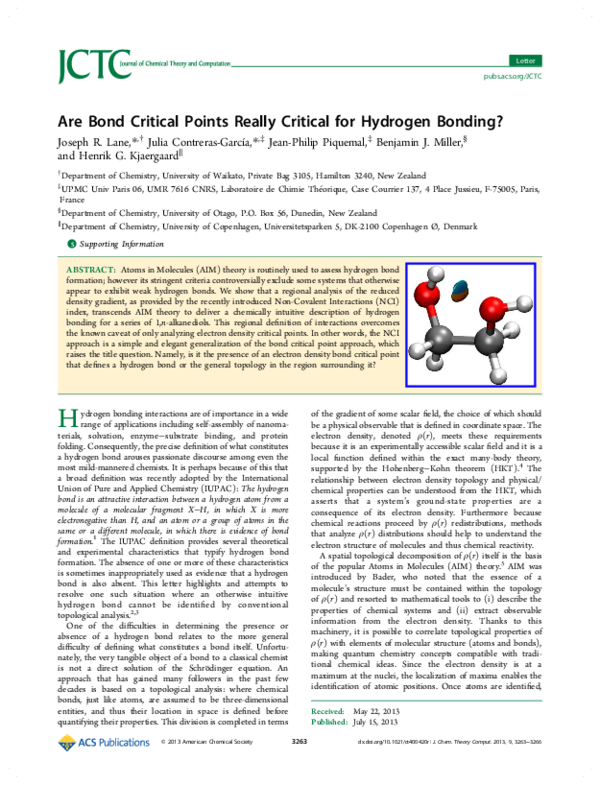 (PDF) Are Bond Critical Points Really Critical for Hydrogen Bonding?