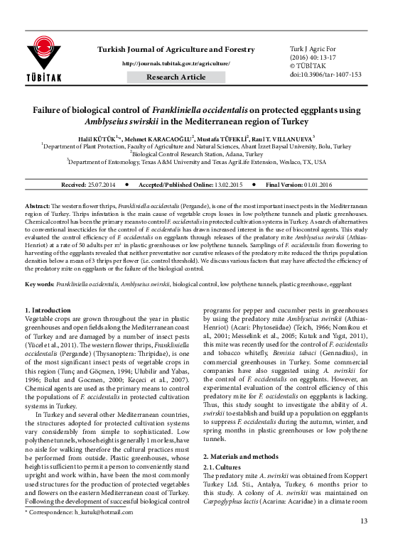 (PDF) Failure of biological control of Frankliniella occidentalis on ...