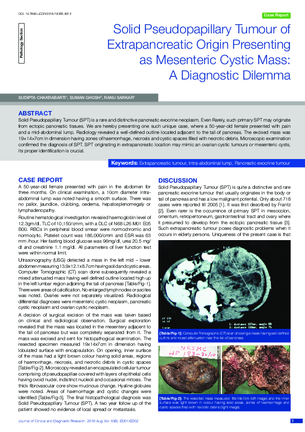 (PDF) Solid Pseudopapillary Tumour of Extrapancreatic Origin Presenting ...