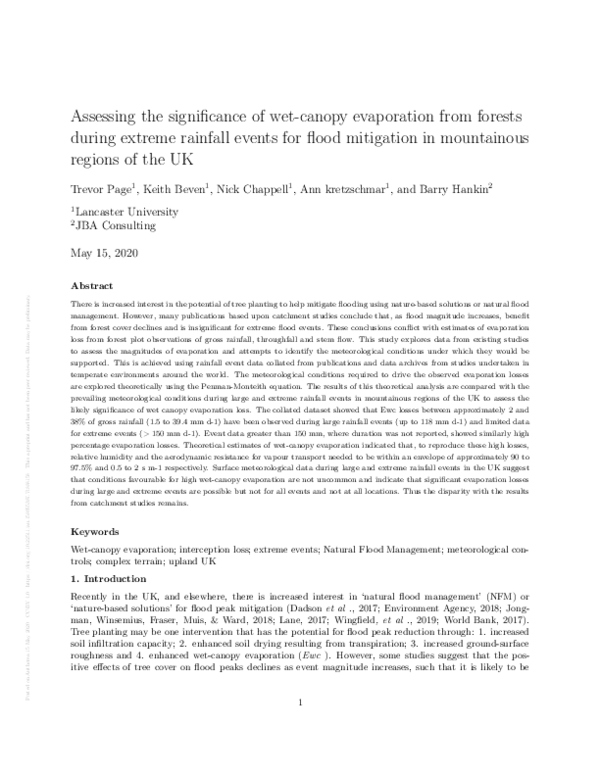 (PDF) Assessing the significance of wet-canopy evaporation from forests ...
