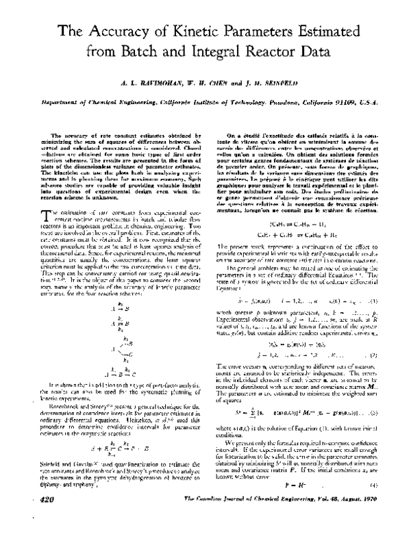 (PDF) The accuracy of kinetic parameters estimated from batch and ...