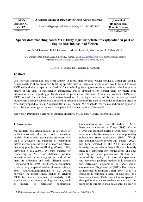 (PDF) Spatial Data Modeling Based MCE Fuzzy Logic for Petroleum ...
