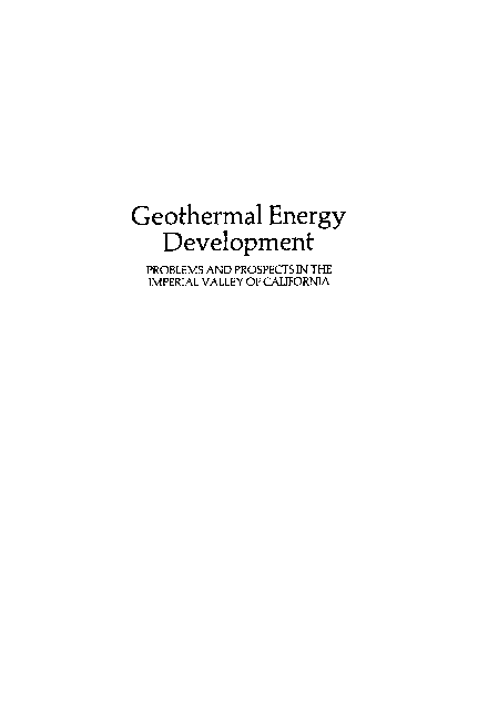 (PDF) Geothermal Energy Development