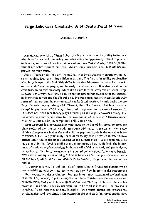 (PDF) Serge Lebovici's creativity: A student's point of view