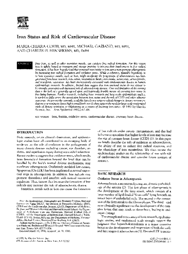 (PDF) Iron status and risk of cardiovascular disease
