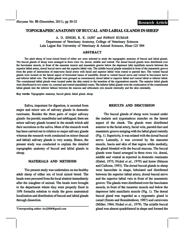 (PDF) Topographic anatomy of buccal and labial glands in sheep