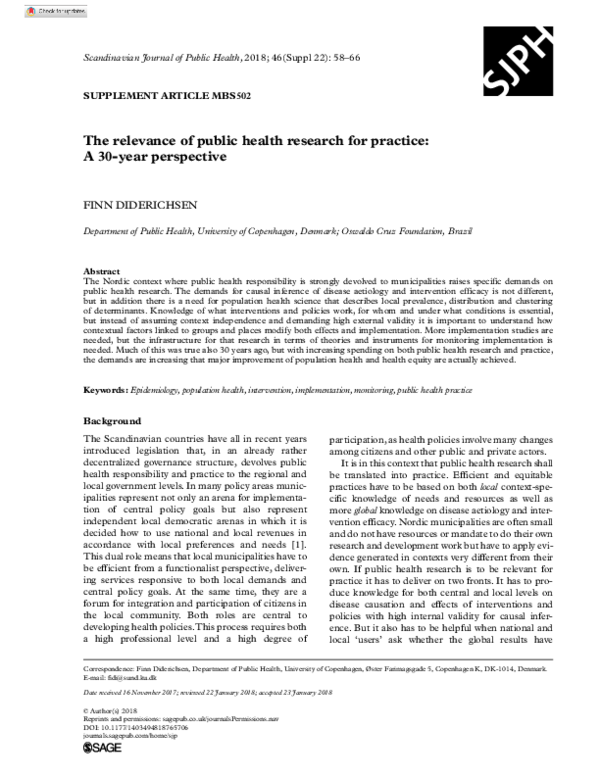 (PDF) The relevance of public health research for practice: A 30-year ...